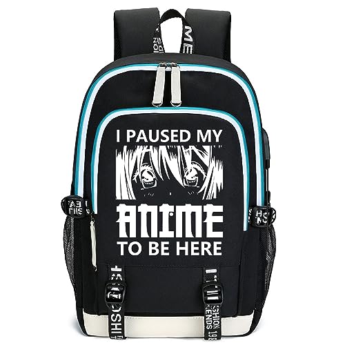 blucagand I Paused My Anime To Be Here Backpack Canvas Capacity Backpack Laptop Backpack Travel Backpack