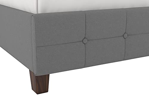 DHP Rose Upholstered Platform Bed with Button Tufted Headboard and Footboard, No Box Spring Needed, Twin, Gray Linen