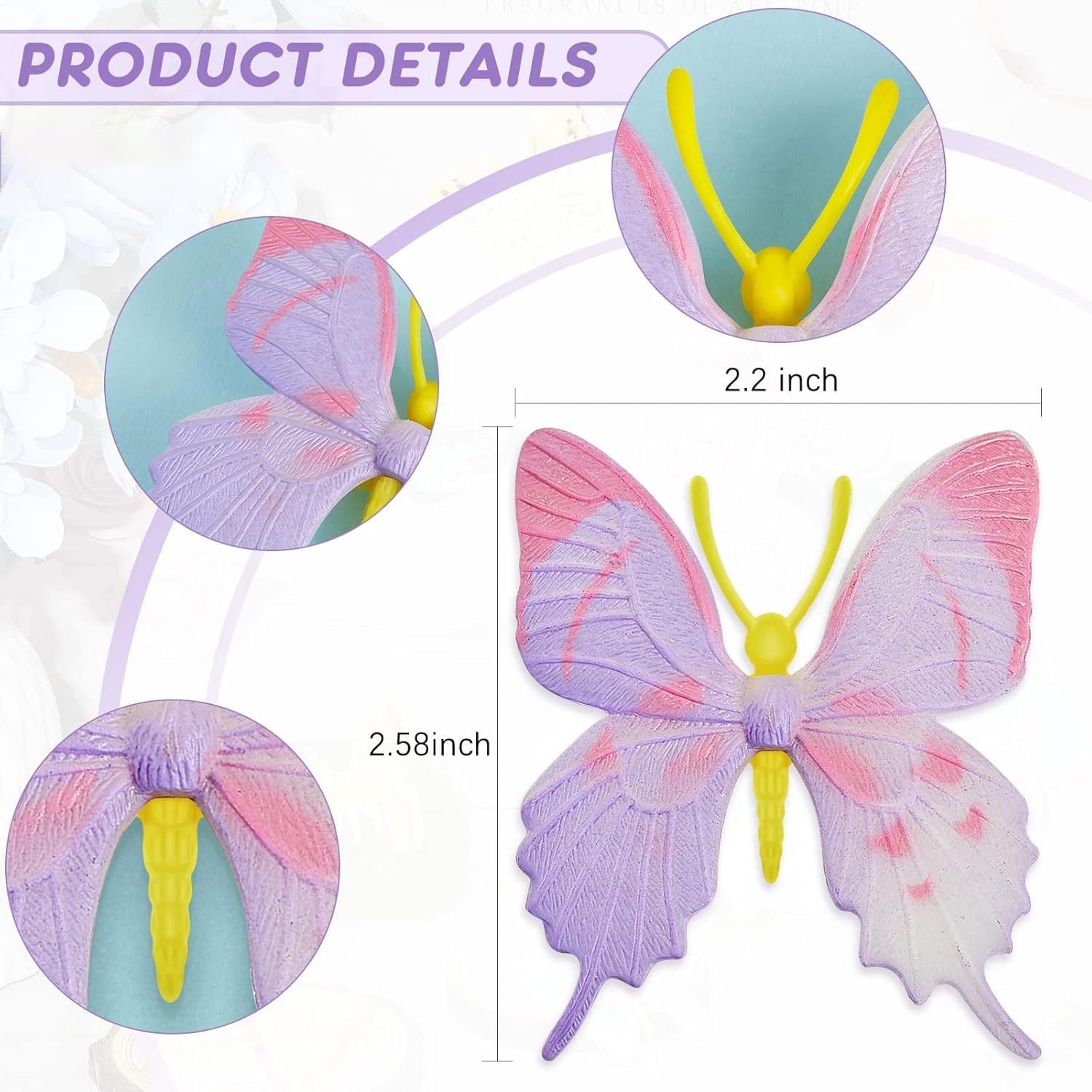Plastic Butterflies Toy Butterflies Action Figures Art Lifelike Butterfly Decoration Removable Reusable for Party Favor Wall Decor, 12 Styles(36 Pieces)