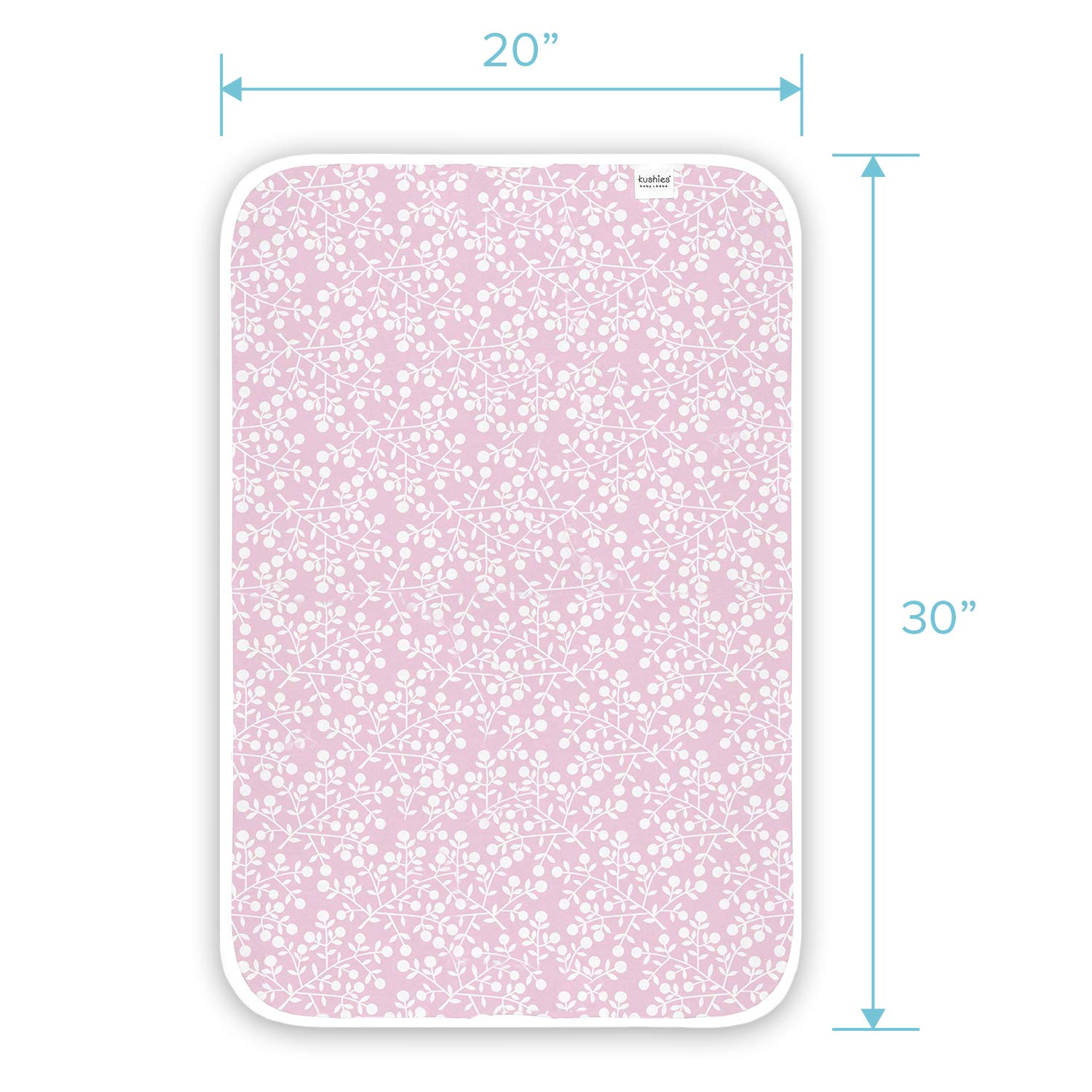 Kushies Deluxe Waterproof Changing Pad Liners - 20 x 30 inches Baby Changing Table Liners - Baby Changing Pads - Diaper Changing Flat Liner Pad Waterproof Portable (Pink Berries)