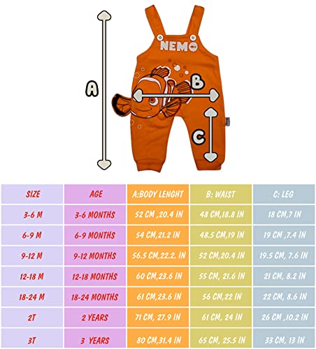 Finding Nemo Cotton Baby Overall/Romper With Long Sleeve Tshirt For Newborns & Infants & Toddlers β 2 PIECES - Unisex
