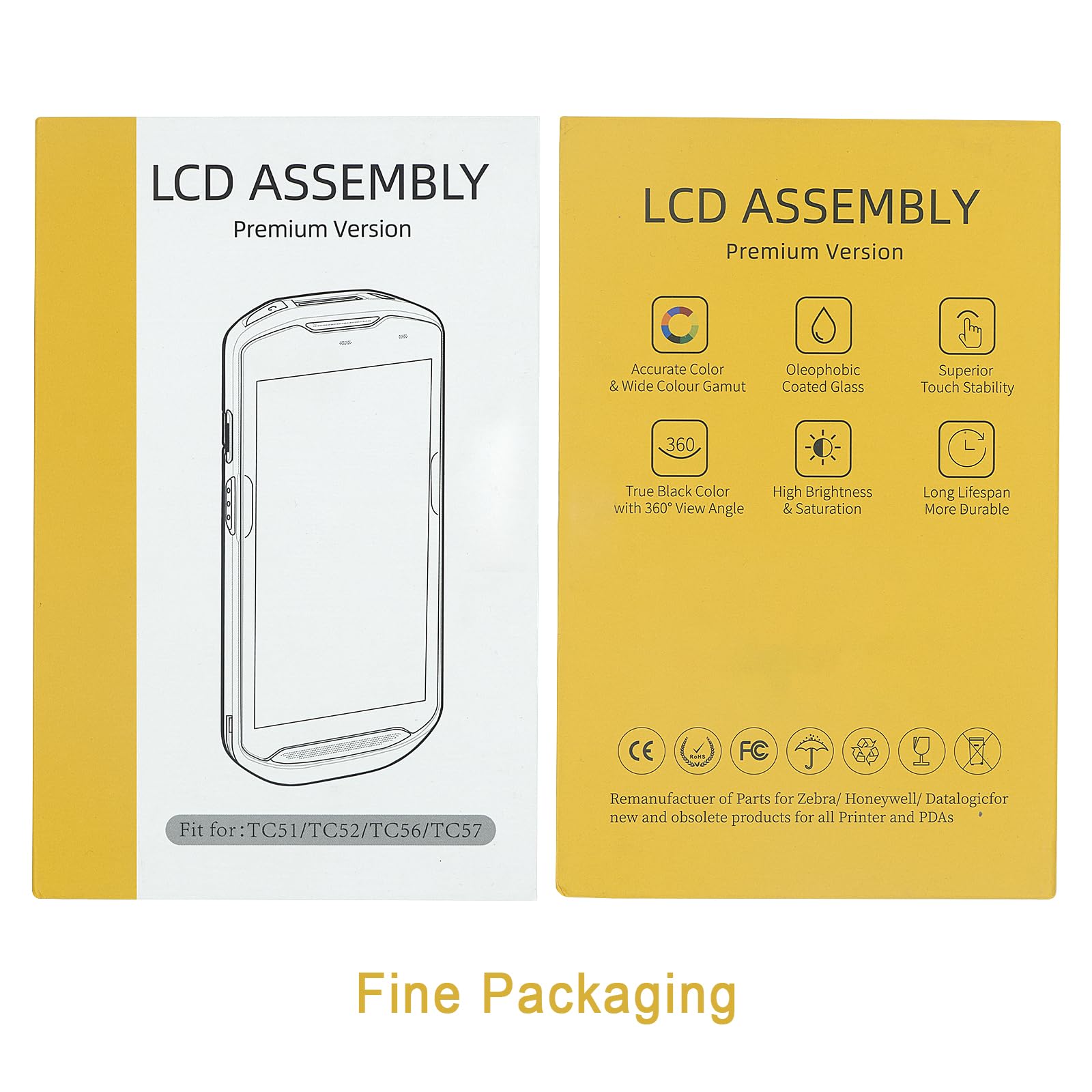 LCD with Touch Screen for Zebra TC51, TC510K, TC56 - Premium Display Replacement for PDA Phone Handheld Android Barcode Scanner