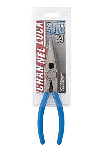 Channellock 317 8-Inch Long Nose Plier with Side Cutter | Needle Nose Pliers with Knife and Anvil - Style Side Cutter | Crosshatch Jaw Forged from High Carbon Steel for Maximum Grip on Materials | Specially Coated for Rust Prevention | Comfort Grips , Blu