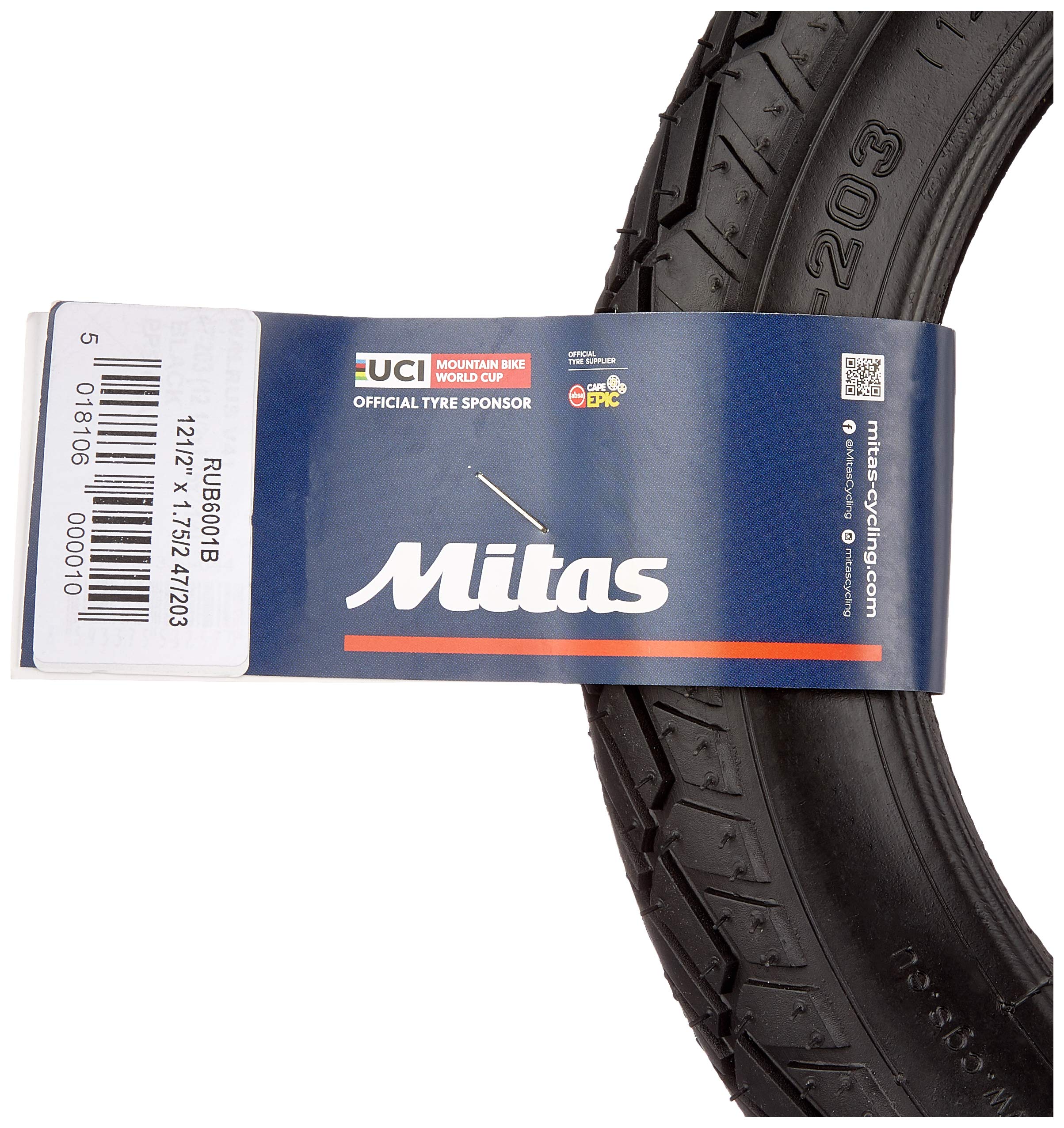 Mitas Semi Slick Tread Pushchair Tyres - Black, 12.5 x 1.75/2.25 -Inch