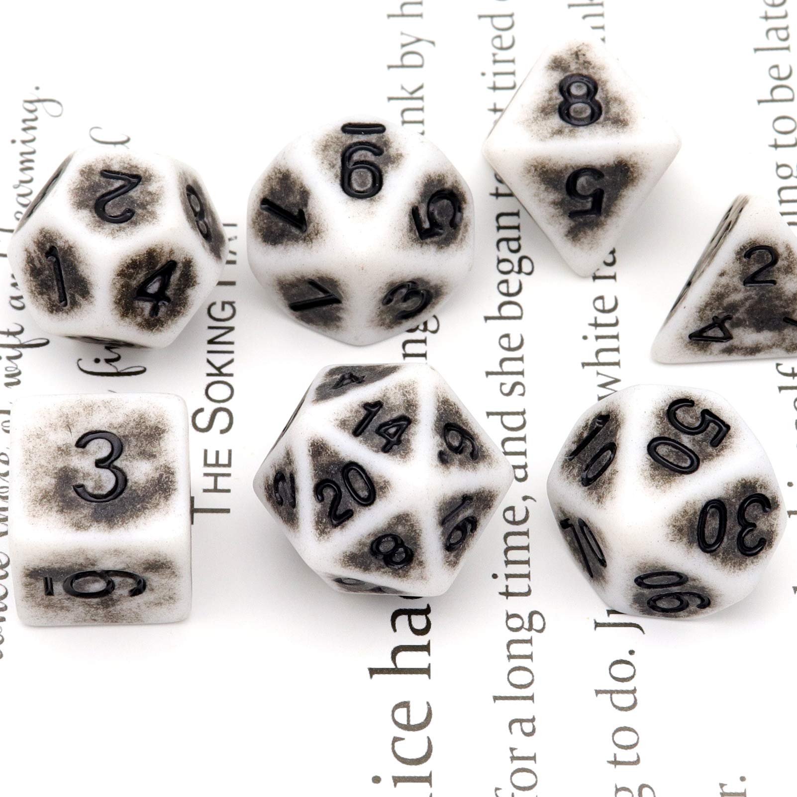 Haxtec Ancient DND Dice Set 7PCS Grey Polyhedral Dice Stone Style for Dungeons and Dragons Pathfinder RPG
