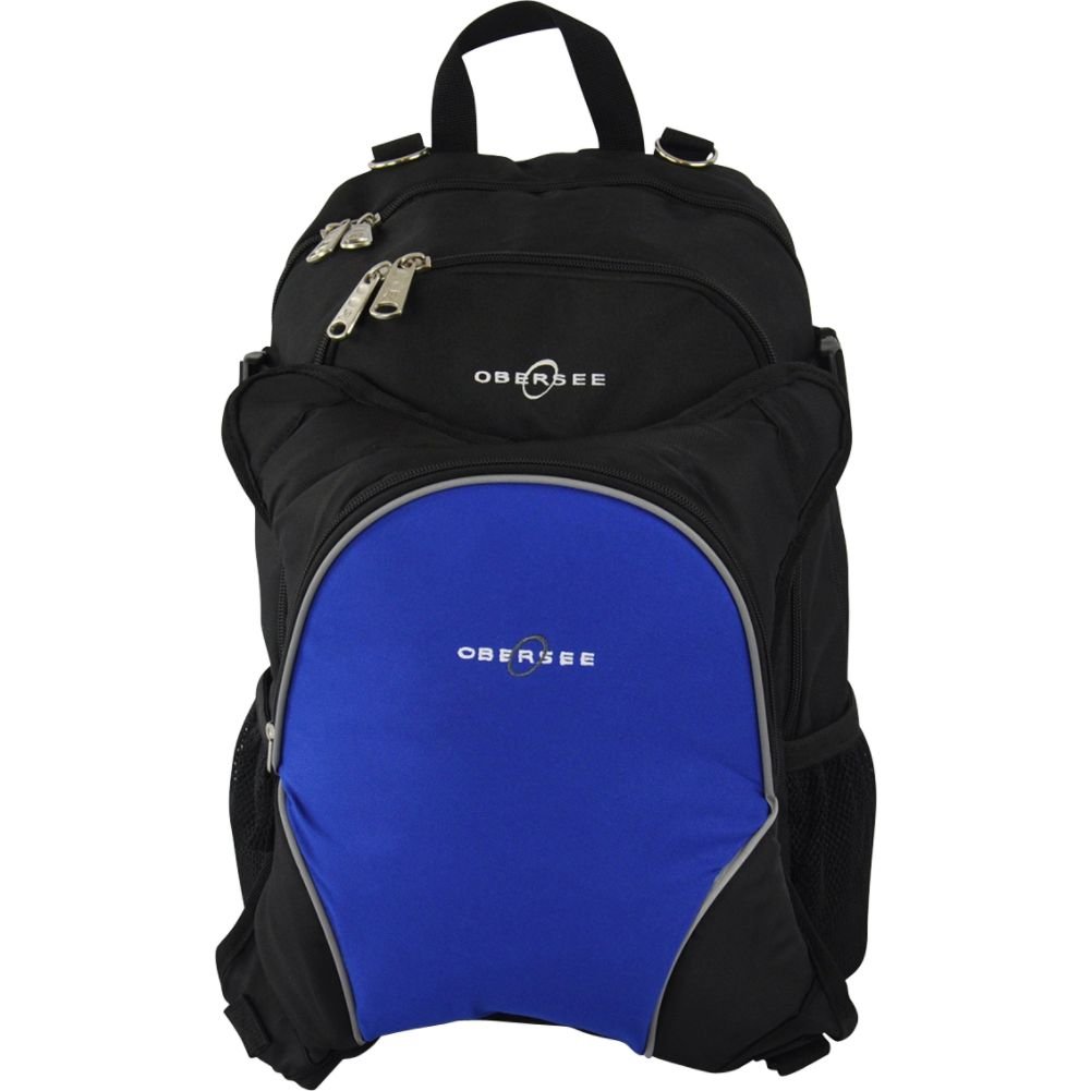 Rio Diaper Backpack with Baby Bottle Cooler and Changing Mat, Shoulder Baby Bag, Food Cooler, Clip to Stroller (Black/Royal Blue) - Obersee