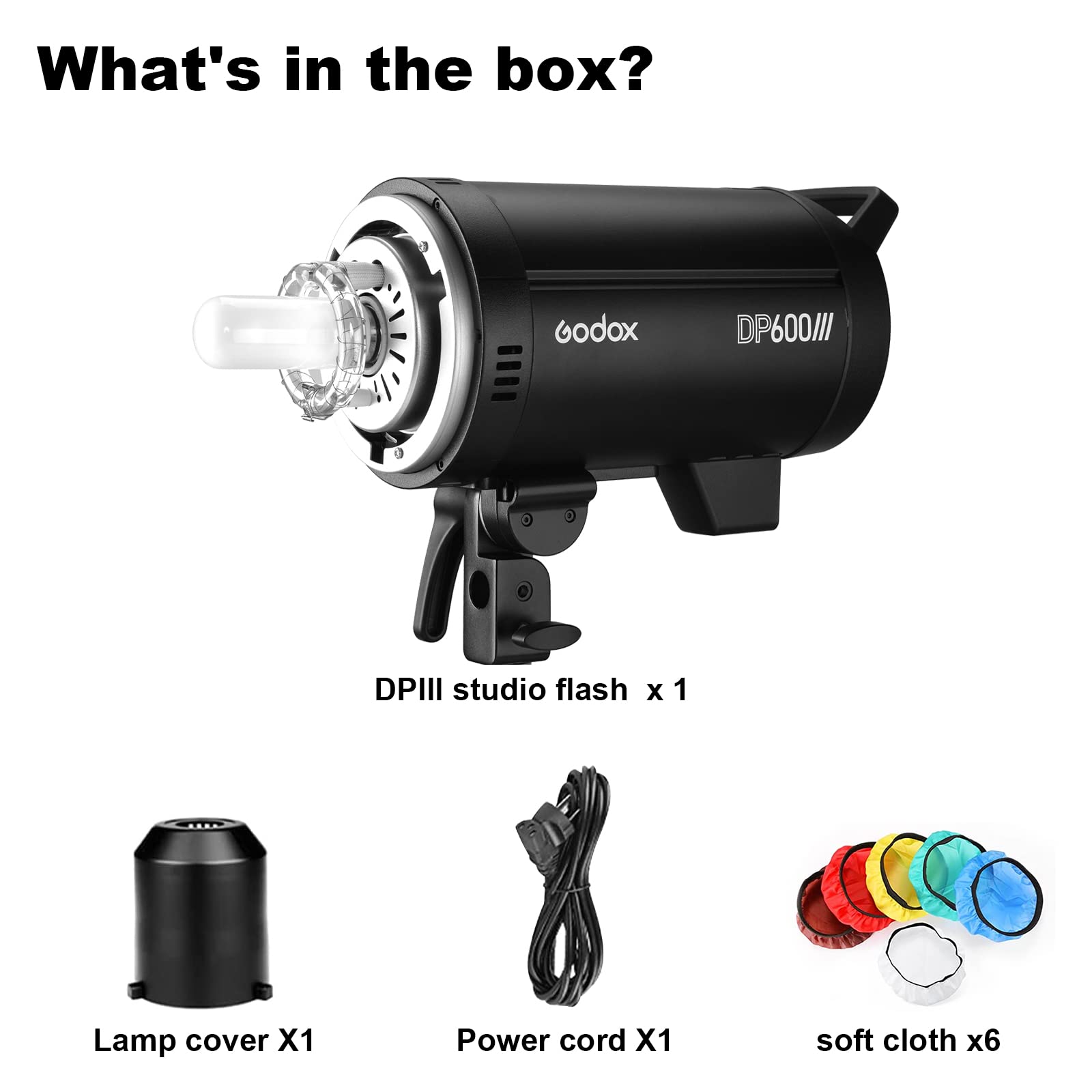 Godox DP600III 600Ws GN80 Studio Flash Strobe Monolight with Bowen Mount, 5600K±200K, 1/2000-1/800S Flash Duration, 1s Recycling time, Built-in Godox 2.4G Wireless System(110V)