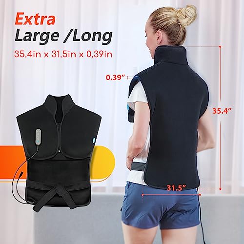 Comfier Large Heating Pad for Neck and Shoulder,Calming Heated Back Wrap with 6 Heating Level,Heating Pad for Back Pain Relief,Wearable Full Body Heating Pad with 10 Timing Setting,Gifts for Men&Women
