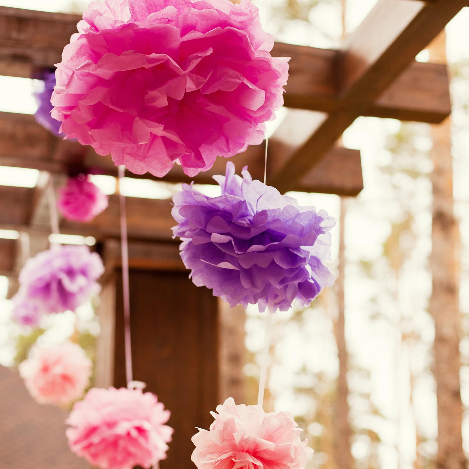 PATIKIL 8" Tissue Pom Poms Flowers, 5 Pack Paper Flower Ball for Wedding Bridal Shower Birthday Bachelorette Party Backdrop Decoration, Lake Blue