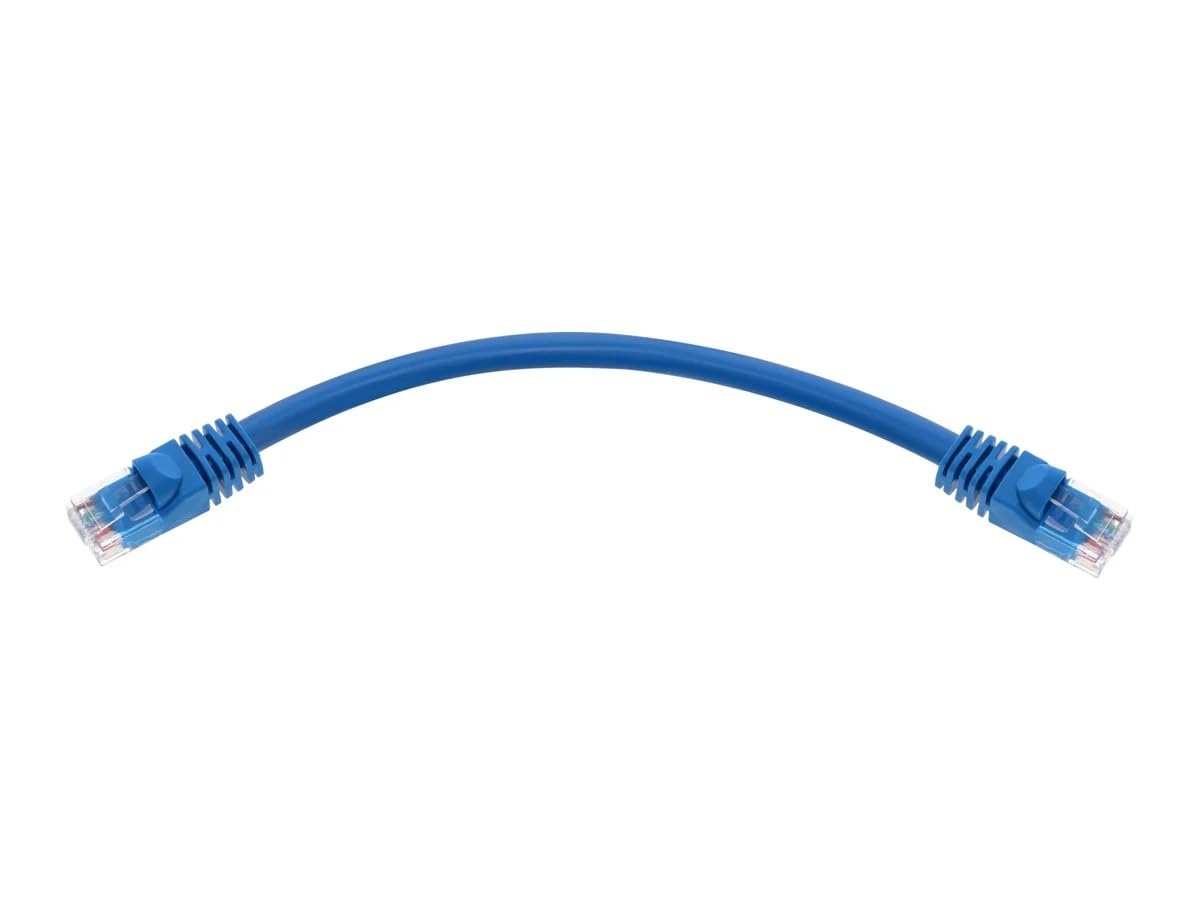 Monoprice Cat5e 6in Blue Patch Cable UTP 24AWG 350MHz Pure Bare Copper Snagless RJ45 Fullboot Series Ethernet Cable