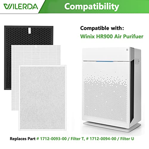 HR900 Replacement Filter Kit Compatible with Winix HR900, 3-in-1 H13 True HEPA Filter & Carbon Filter & Pre-filter, Replaces Part # 1712-0093-00 / Filter T and 1712-0094-00 / Filter U(1+1+6 Pack)