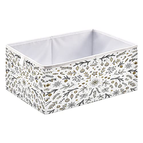Blueangle Christmas Floral Rectangle Storage Bin, 15.8 x 10.6 x 7 in, Large Collapsible Organizer Storage Basket for Home Christmas Décor(207)