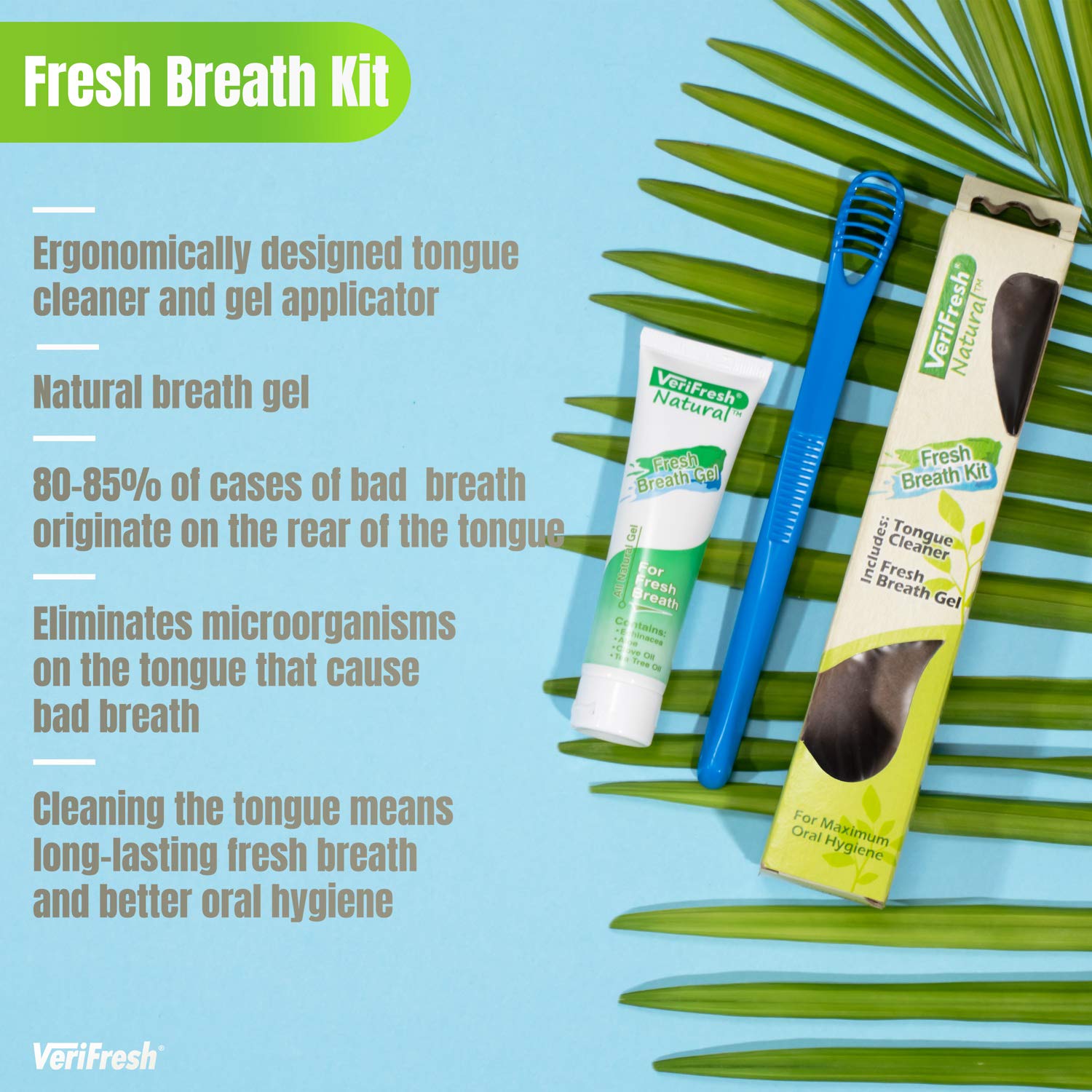 Fresh Breath Kit for Bad Breath - Tongue Scraper & Cleaner with Cleaning Gel β All Natural Treatment