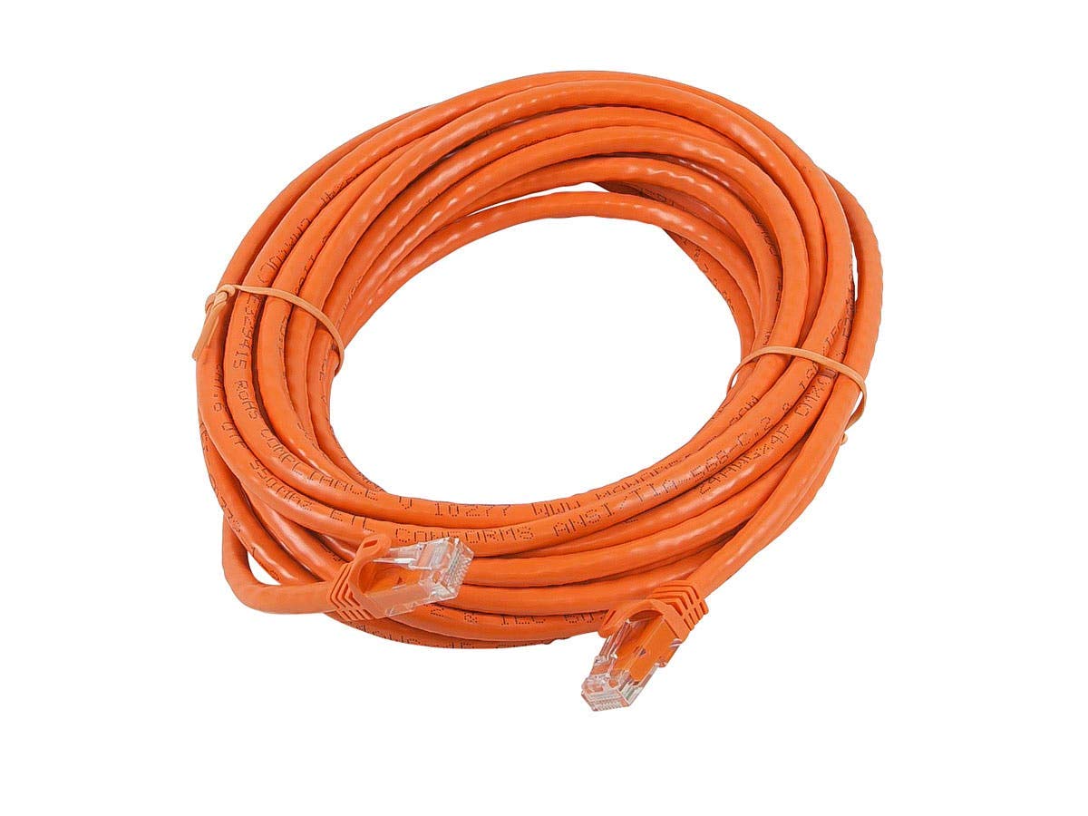 Monoprice Flexboot Cat6 Ethernet Patch Cable - Network Internet Cord - RJ45, Stranded, 550Mhz, UTP, Pure Bare Copper Wire, 24AWG, 30ft, Orange