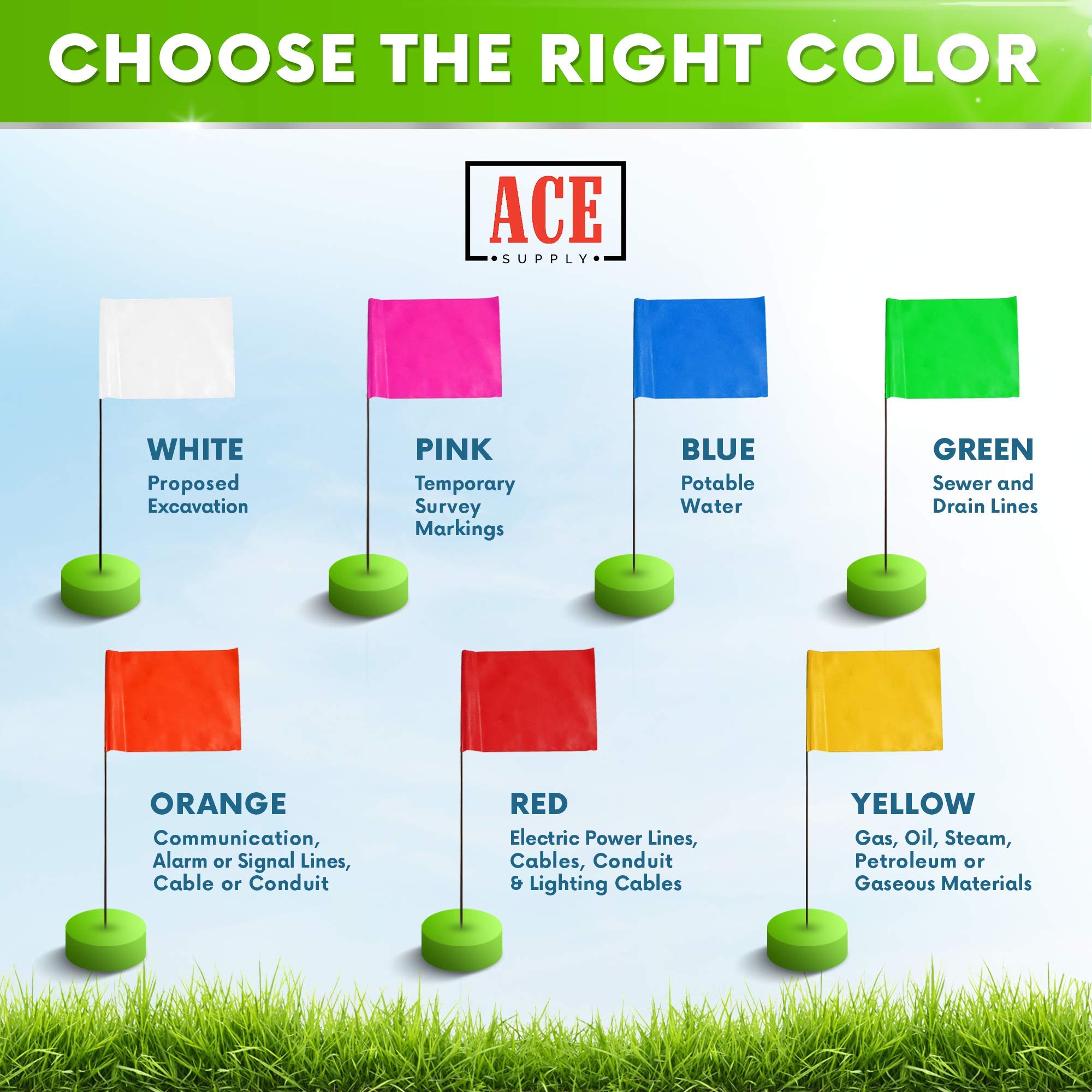 Blue Marking Flags 100 Pack - 4x5-Inch Marker Flags - 15-Inch Wire - Small Yard Flags Marking Flags for Lawn, Irrigation Flags, Lawn Flags Markers, Landscape Flags, Survey Flags, Sprinkler Flags