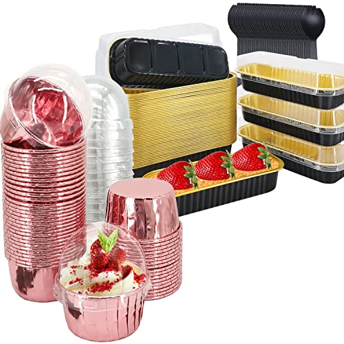 Disposable Baking Cups Cupcake Tin with Lids 150 Pack,Mini Foil Cupcake Liners Baking Pans