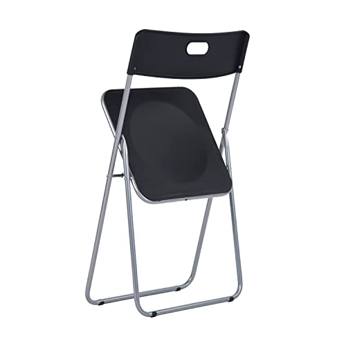 FurnitureR Set of 6 15.7''Lightweight Foldable Portable Commercial Plastic Seat/Carrying Handle for Home Office Living Meeting Reception Room Folding Chairs, Black