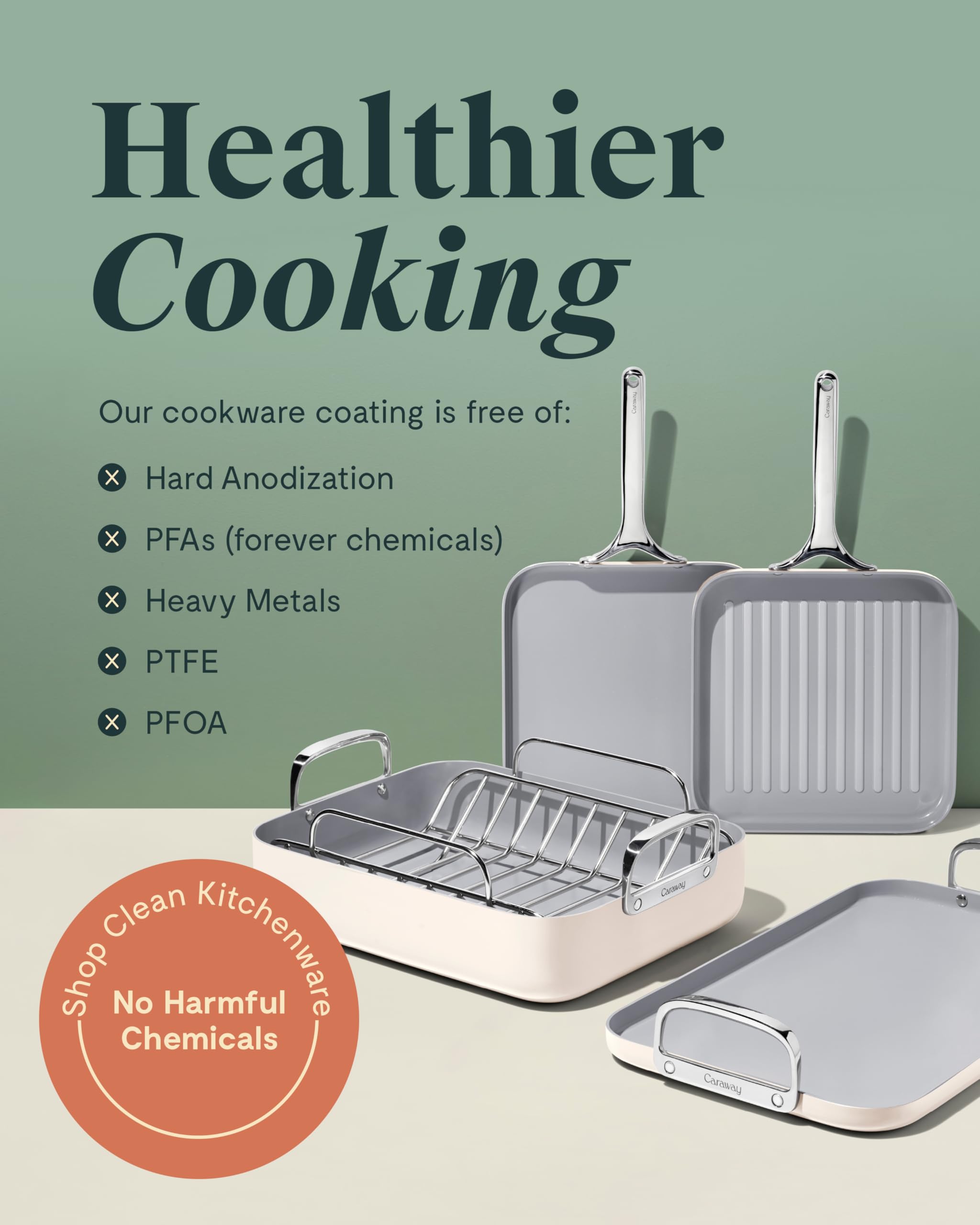 Caraway Griddle Pan & Grill Pan Duo - Non-Stick Ceramic Coated - Non Toxic, PTFE & PFOA Free - Oven Safe & Compatible with All Stovetops β Navy
