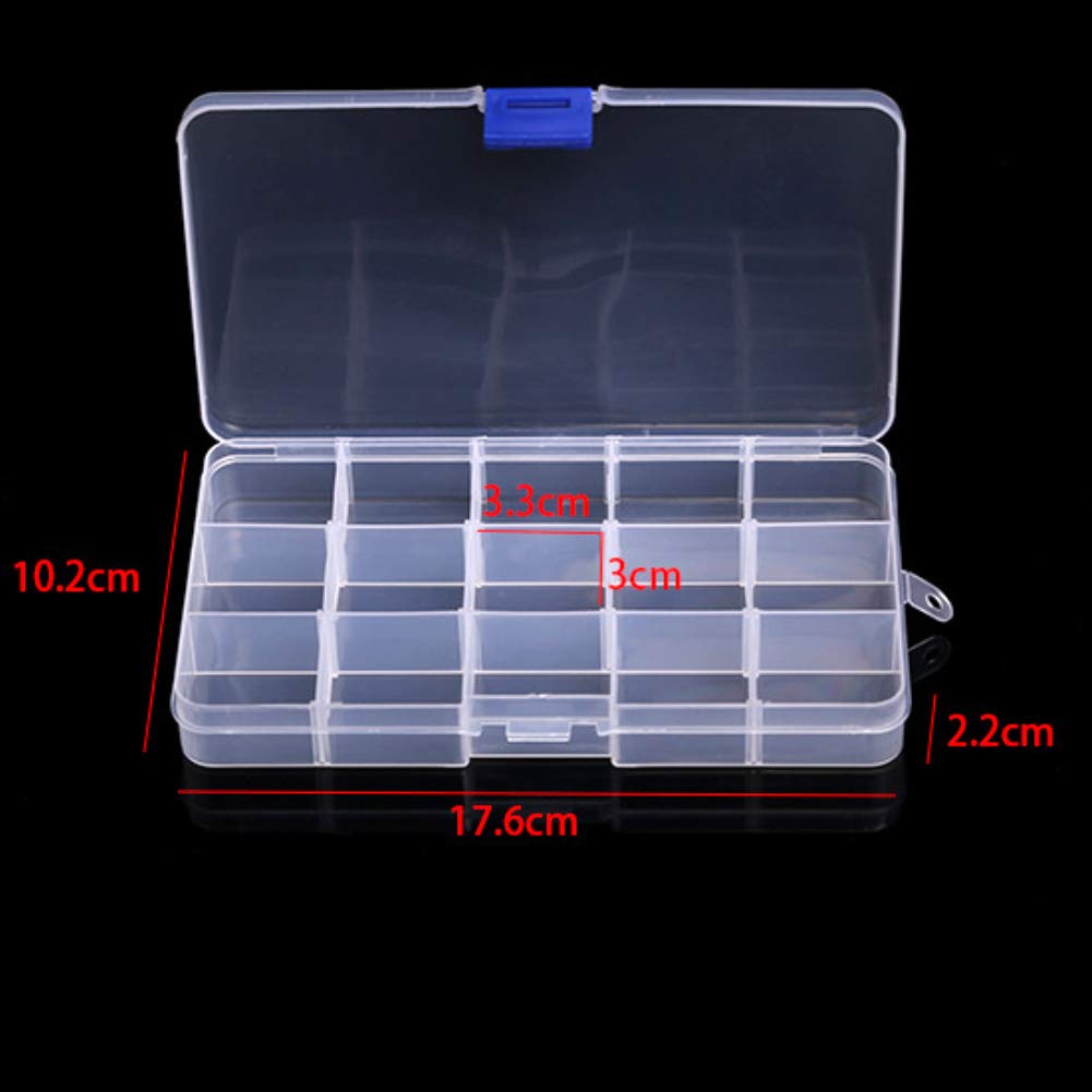 dalismotemp Plastic Organizer Container Storage Box Adjustable Divider 15 Grids Transparent Earrings Ear Stud Jewelry Storage Box Container Organizer White 1