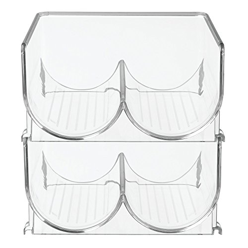 InterDesign Stackable Wine Storage Rack β Free Standing Organizer for Refrigerator or Kitchen Countertops - Holds 2 Bottles, Clear