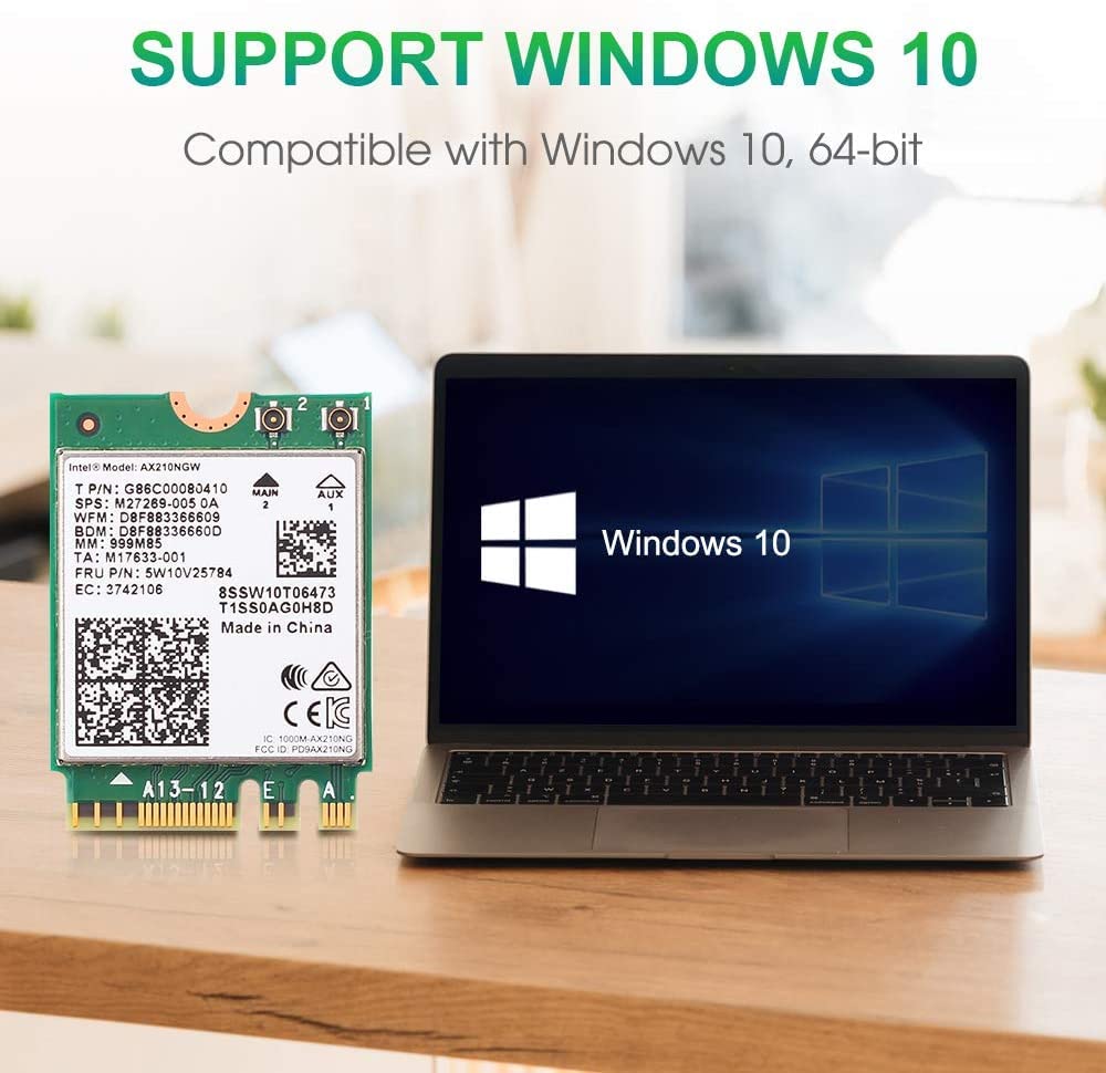 AX210NGW WiFi Card, WiFi 6E 802.11ax Wireless Card Intel AX210 NGW Bluetooth 5.3 Tri-Band 5400Mbps Network Adapter Wireless Module Expand to 6GHz for Laptop Support Windows 10/11 (64bit) M.2/NGFF