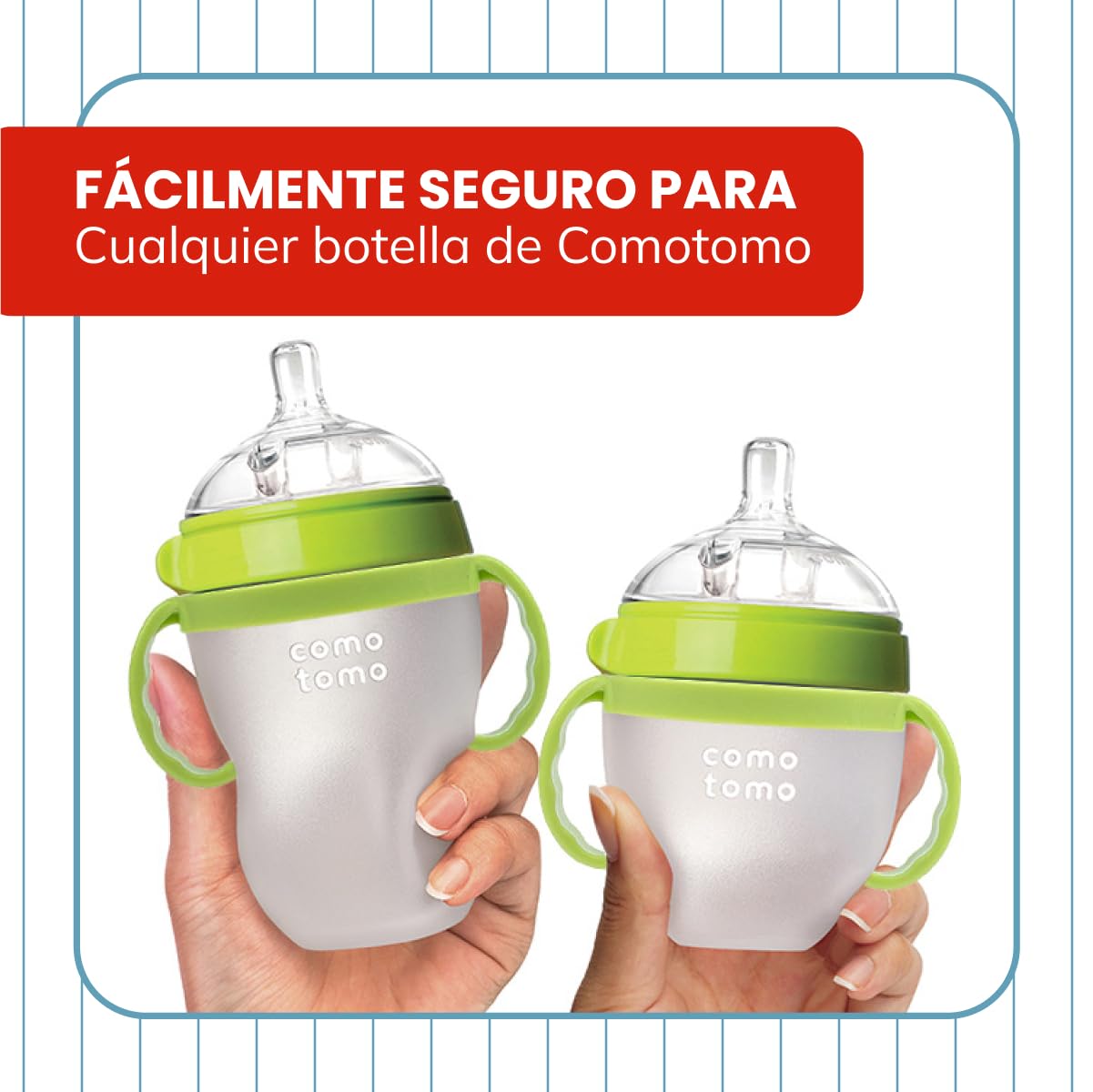 Baby Bottle Handle Grip for Comotomo 5 Ounce and 8 Ounce Silicone Bottles, 3 Pack, Green