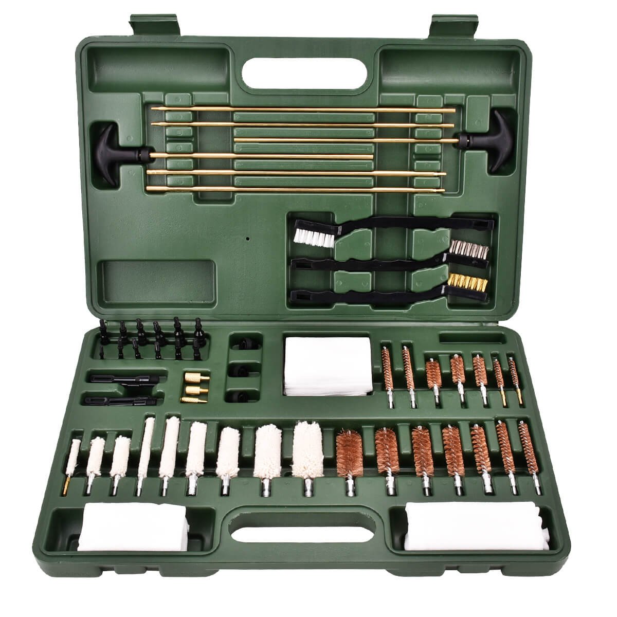 Axageid Universal Gun Cleaning Kit – Hunting Rifle Handgun Shotgun Cleaning Kits Including Brass Rod/Bore Brush/Cotton Mops/Jags/Patch Loops/Muzzle Guards/Patches with Carrying Case