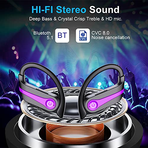 Donerton Wireless Earbud, Chipset 5.1 Sport Headphones with Charging Case, 10Hours Single Playtime Earhooks Headset, Wireless Earphone 6D Stereo HiFi Sound Noise Cancelling for Working/Travel/Gym