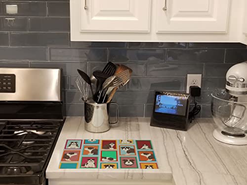 Caroline's Treasures MLM1135LCB Lots of Brindle English Bulldog Glass Cutting Board Large Decorative Tempered Glass Kitchen Cutting and Serving Board Large Size Chopping Board