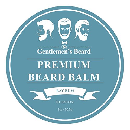 The Gentlemen's Beard Premium Bay Rum Beard Balm - Leave-in Conditioner & Softener - All Natural - Styles, Strengthens, Thickens & Softens Promoting Healthier Beard & Mustache Growth