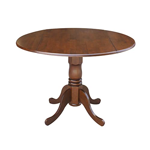 International Concepts Round Dual Drop Leaf Pedestal Table, Espresso, 42"