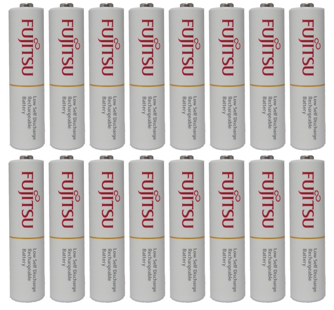 Fujitsu 16 AAA Ready-to-use 2,100 Times Rechargeable NiMH 1.2V 800mAh (Min. 750mAh) Made in Japan Batteries
