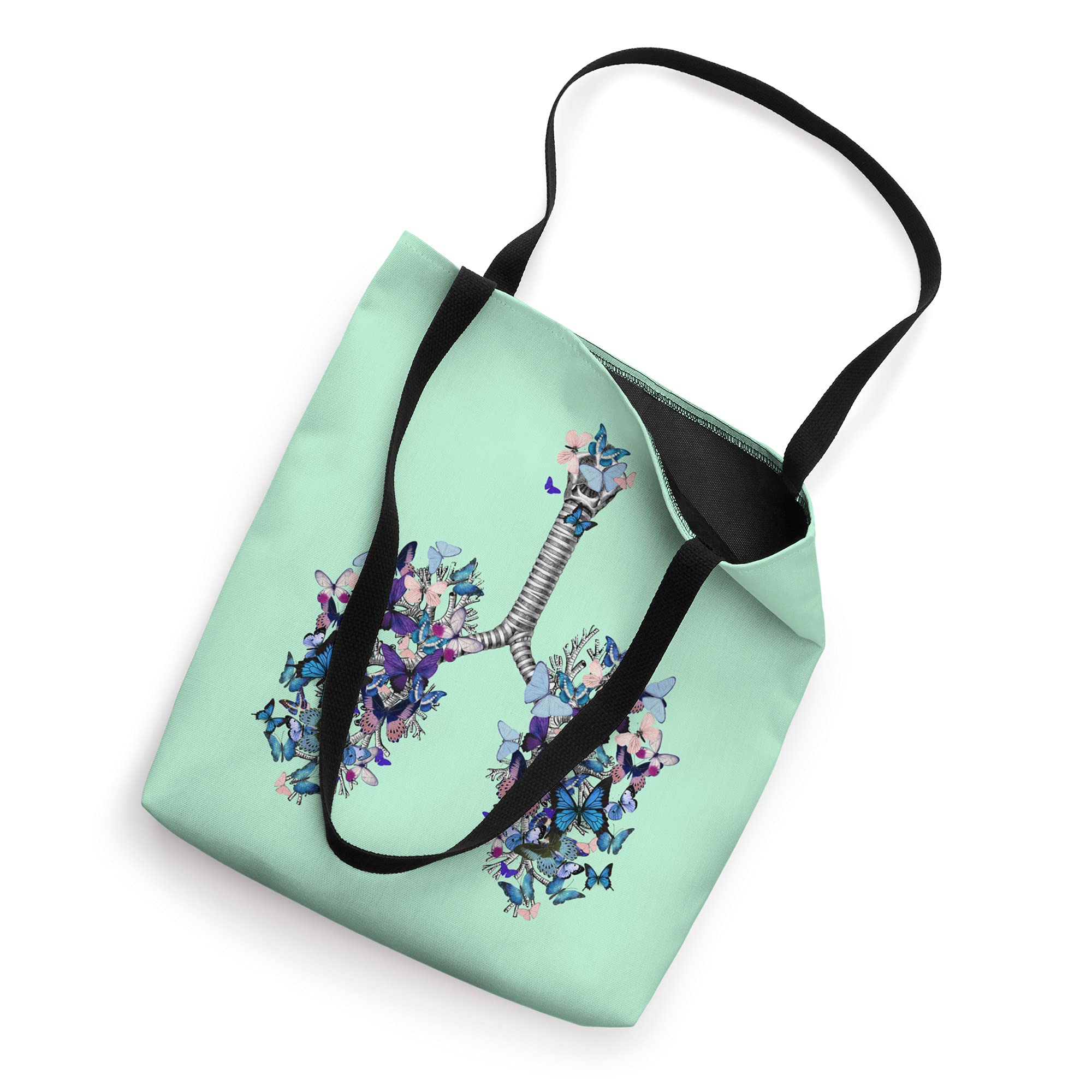 Human Lungs Floral Anatomy art with butterflies Tote Bag