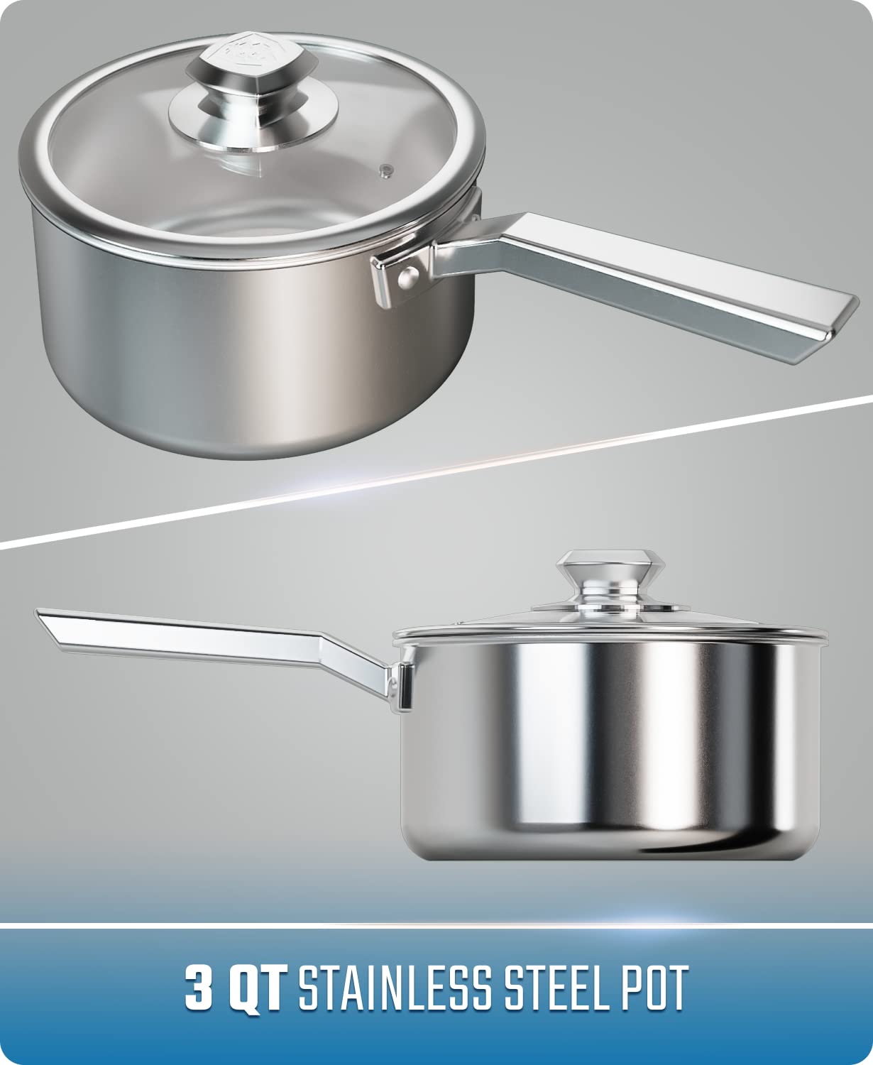 Dalstrong Sauce Pot - 3 Quart - The Oberon Series - 3-Ply Aluminum Core Cookware - Cooking Pot - Stock Pot - Premium Silver Pots and Pans - Dutch Oven Pot with Lid & Pot Protector