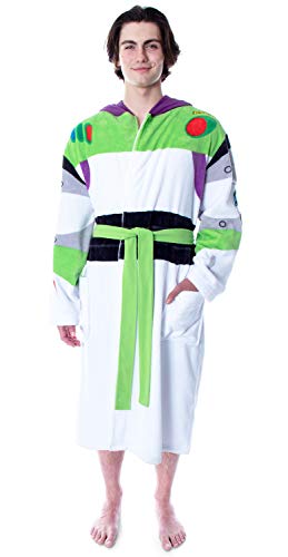 Disney Men's Toy Story Buzz Lightyear Costume Ultra-Soft Fleece Plush Hooded Robe Bathrobe (2X/3X)