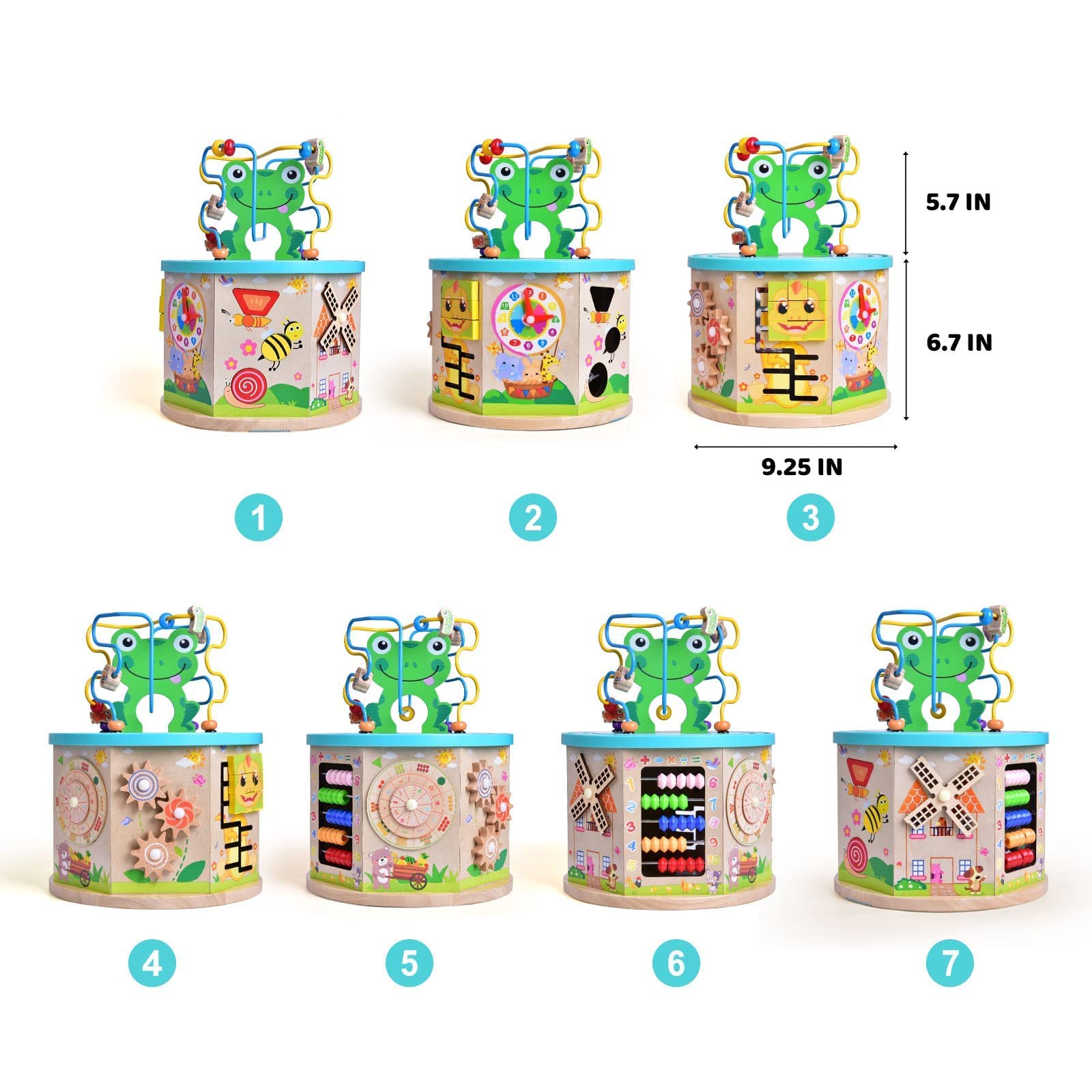 FUN LITTLE TOYS Activity Cube Toys Baby Wooden Bead Maze Shape Sorter Toys, Activity Cube for Toddlers