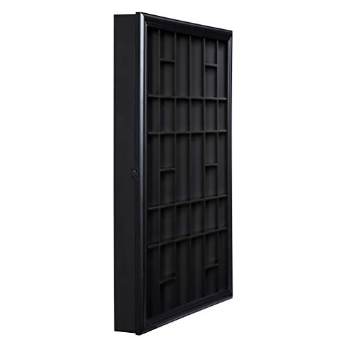 Gallery Solutions 17x26 Display Hinged Front, Black Shot Glass Case OD 17", 17" x 26"