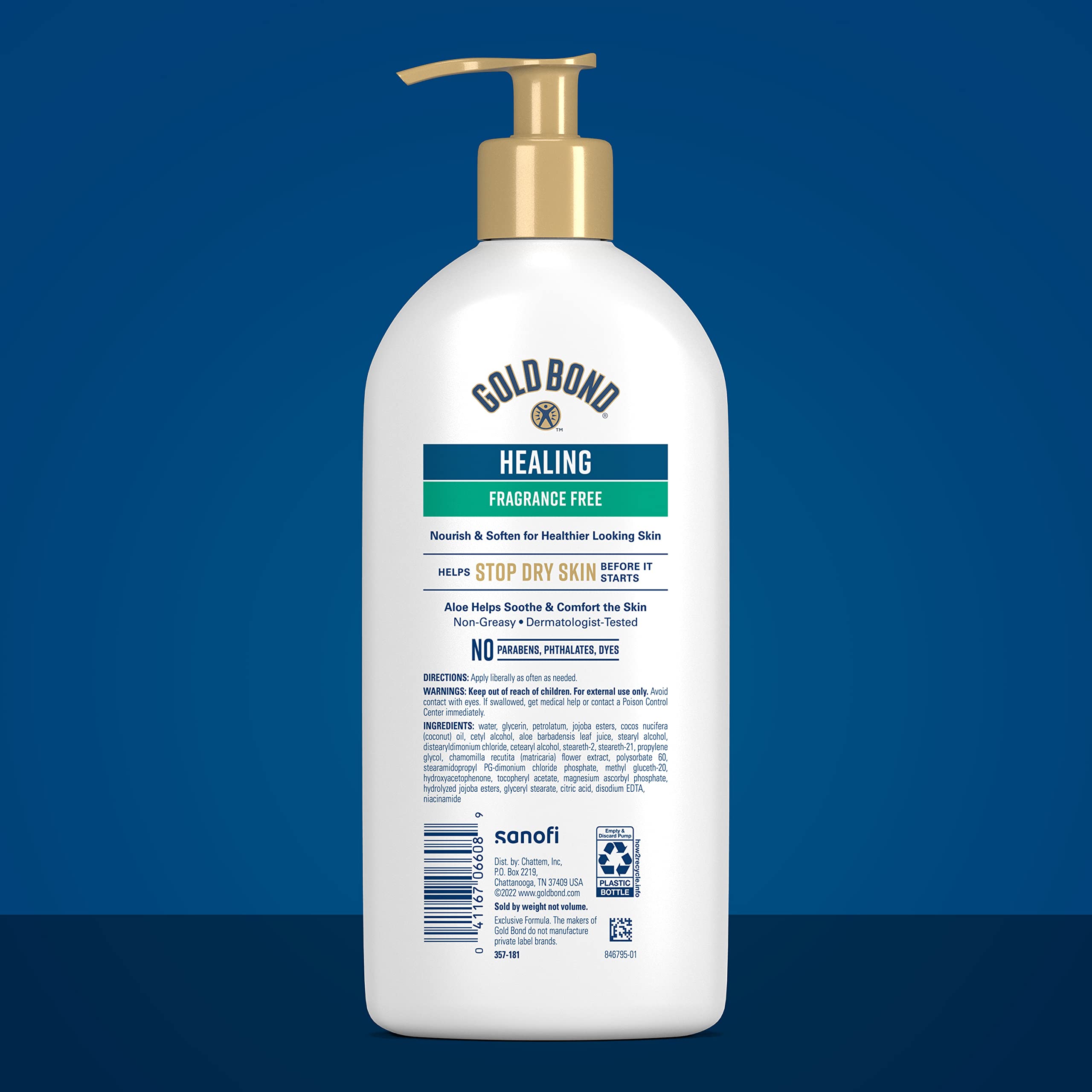 Gold Bond Fragrance Free Healing Hydrating Lotion, 14 oz., With Aloe, Immediate 24-Hour Hydration