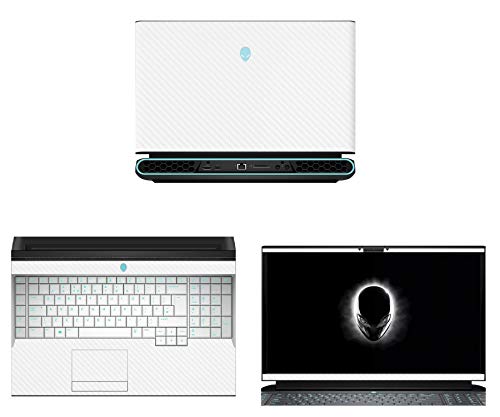 Decalrus - Protective Decal for 2019 Alienware Area-51m AWAR51M (17.3" Screen) Laptop White Carbon Fiber Skin case Cover wrap CFalienwareArea51m_17White