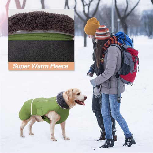 Doglay Dog Winter Coat with Thicken Furry Collar, Fleece Lining Reflective Warm Dog Jacket, Waterproof Adjustable Dog Clothes for Cold Weather, Soft Puppy Vest Apparel for Small Medium Large Dogs