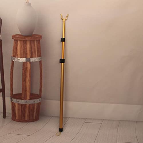 DOITOOL Long Reach Hook 49.1 inch Extended Closet Pole with Utility Hook, Retractable Long Reach Stick Closet Pole Telescoping Long Pole for Clothes, Shutter, Closet, Curtain, Shelf, Ceiling ( Gold )