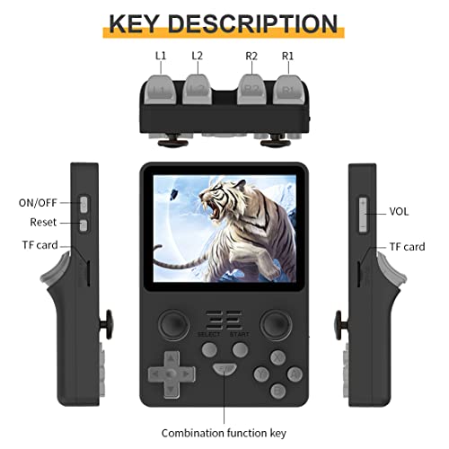 DECI Powkiddy RGB20S Handheld Game Console Built-in 15000 Games, 16G+64G 3.5 Inch IPS Handheld Emulator Video Game Console Retro Arcade for Kids Adults, Open Source Arkos System
