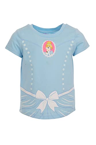 Disney Princess Little Girls 5 Pack Graphic T-Shirts Blue/Pink/Yellow 7-8