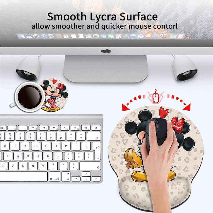Capriceblue Ergonomic Mouse Pad with Wrist Support Matching a Cute Coaster, Wrist Rest Mouse Pads for Home Office Computer, Laptop, Mac, Comfortable for Easy Typing Pain Relief