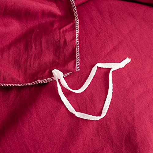 ERZRGA Red Duvet Cover Twin, 100% Washed Microfiber Red Bedding Set 3 Pieces Solid Duvet Cover, 1 Duvet Cover with 2 Pillowcases, with Zipper Closure, Ultra Soft Feel Natural Wrinkled (Red, Twin)