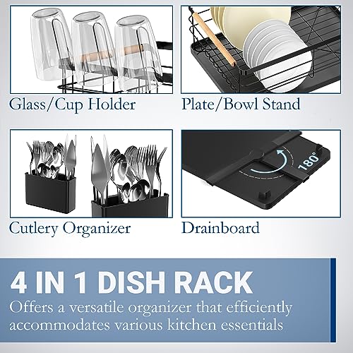 Dish Drying Rack - Dish Drainers for Kitchen Counter - Compact Portable Drainboard - Best RV Accessories Kitchen Storage & Organization - Kitchen Essentials Dish Drying Rack - Housewarming Gift Idea