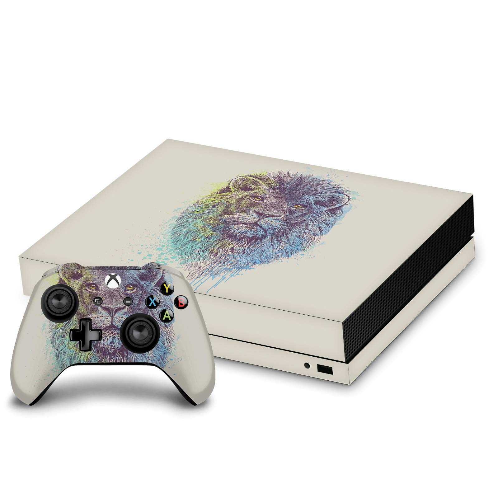 Head Case Designs Officially Licensed Rachel Caldwell Lion Art Mix Vinyl Sticker Gaming Skin Decal Cover Compatible With Xbox One X Console and Controller Bundle