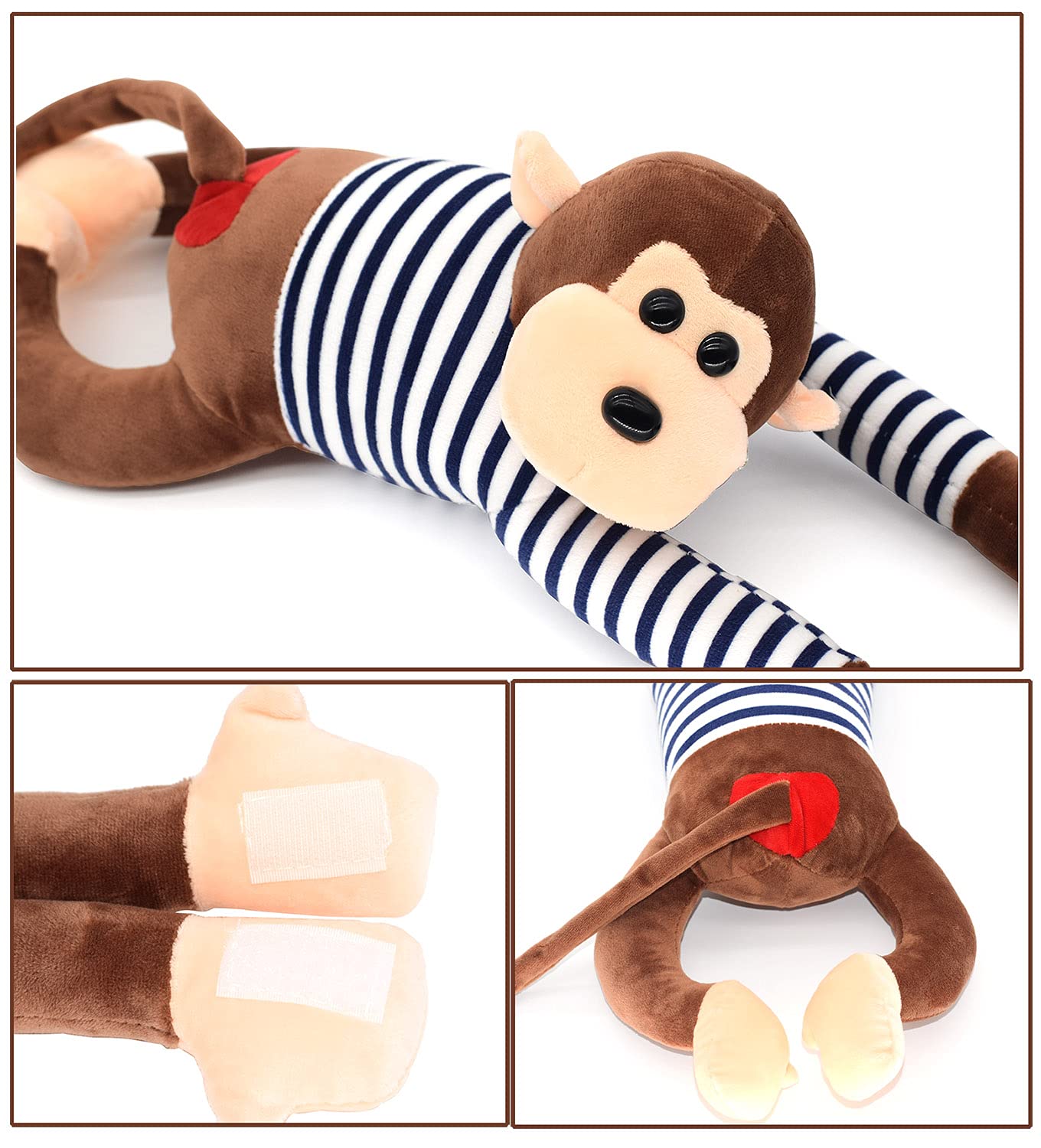 HWD Cute Long-Armed Plush Monkey Doll, 25.6'' Soft Stuffed Animals Toy Gifts for Kids, Toddler, Birthday (Brown)