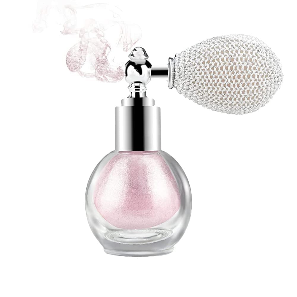 Highlighter Powder Spray, Glitter Spray Nude Pink Glitter Body Face Hair High Gloss Spray Shimmer Sparkle Powder Body Glitter Spray, for Women Hair Nails Makeup Party