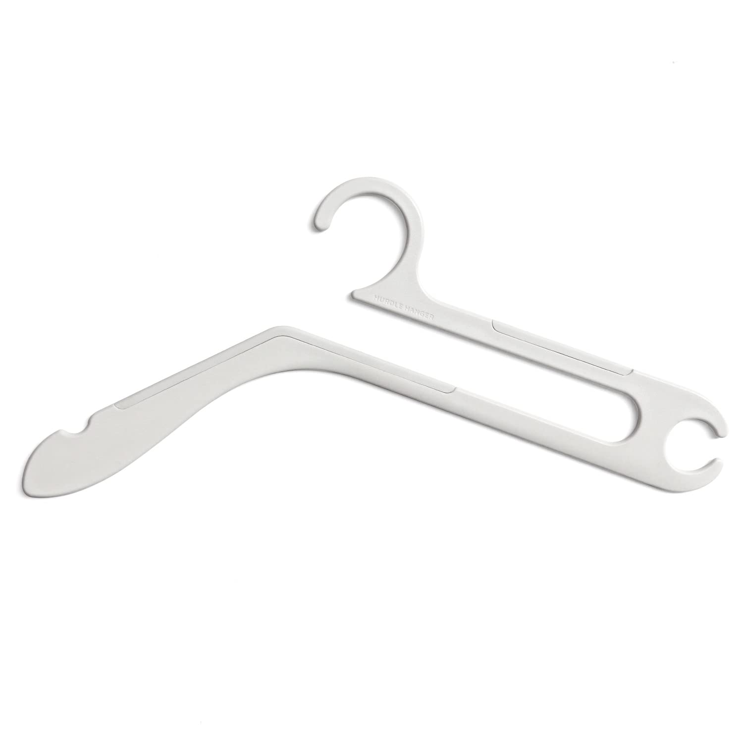 Hurdle Hanger, International Design Patented, No Stretch Neck, Organizes in 1 Second, Space-Saving, Heavy-Duty, Non-Slip, Multi-Functional Hooks, Clothes Hangers, Belt, Tie, White Medium - Pack of 10